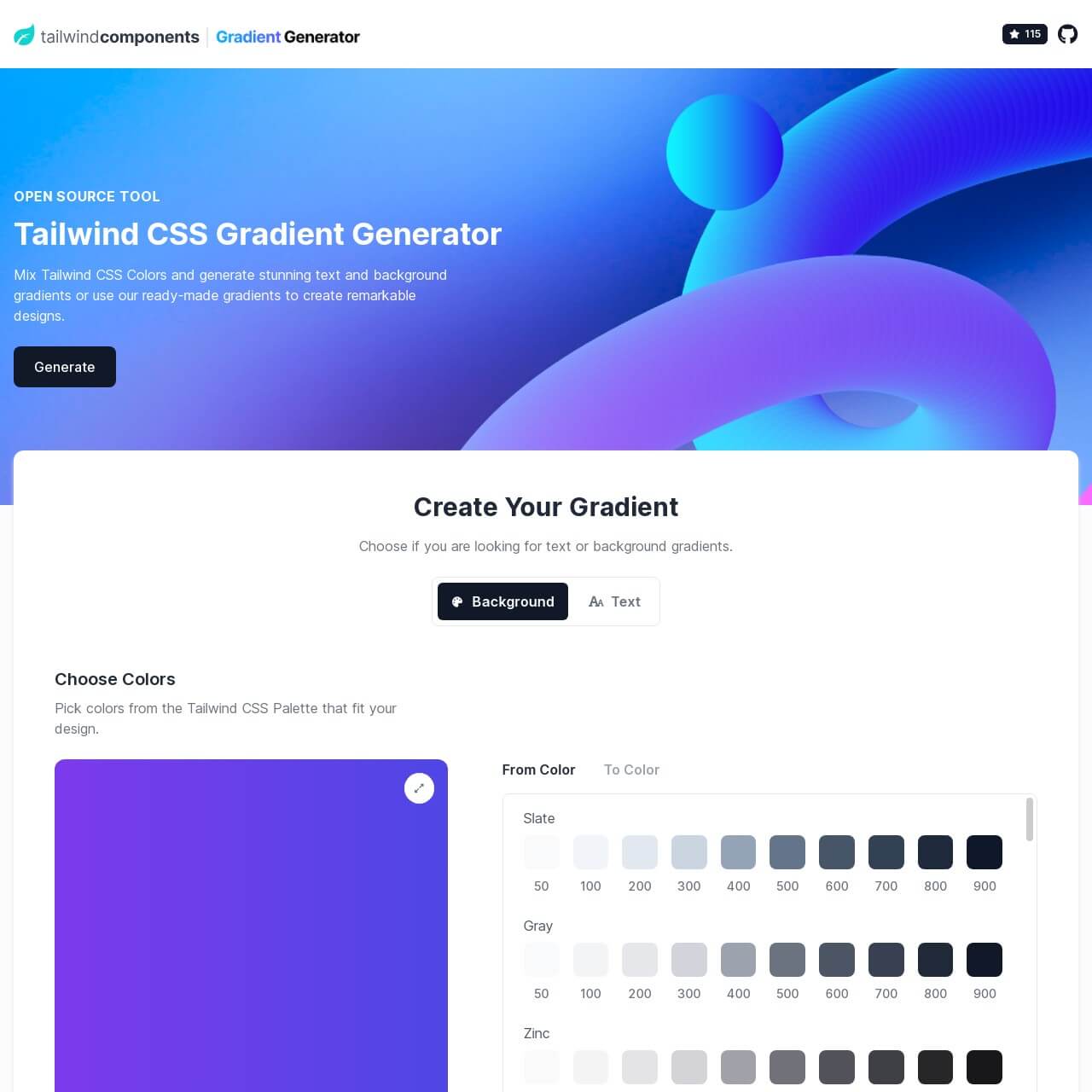 Tailwind Gradient Generator TailTemplate Tailwind Gradient Generator TailTemplate